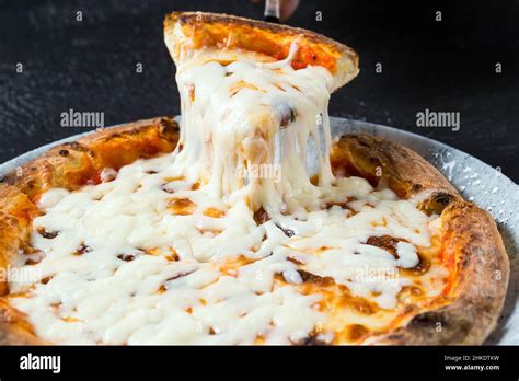 Tasty Take Slice Of Pizza With Cheese Appetizing Separate Piece Of