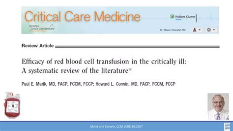 Transfusion Trigger In Intensive Care Unit Pptx