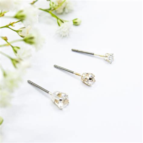 Multipack Of 3 Small Silver Studs Earrings For Sensitive Ears
