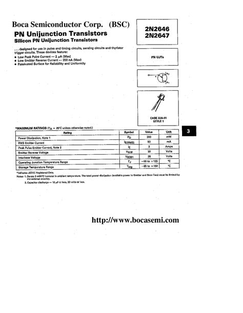 Datasheet Transistor 2n2646 Docsity