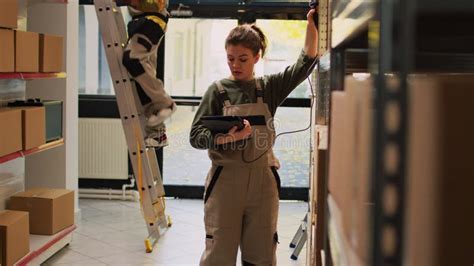 Female Supervisor Working On Logistics Stock Video Video Of Production Merchandise