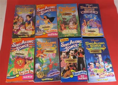 Walt Disney Sing Along Songs Lot Of 8 Vhs Tapes Disney World