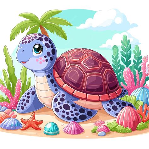 Premium Vector Cute Turtle Vector Cartoon Illustration