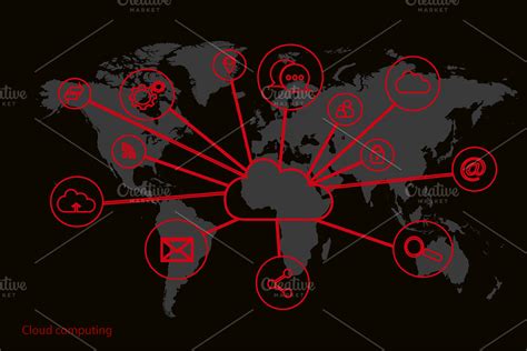 Cloud Computing World Map 3 Variante Custom Designed Icons ~ Creative Market