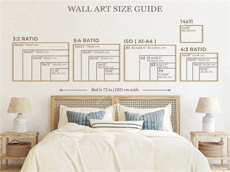 Wall Art Size Guide Horizontal Bedroom Frame Chart Poster Display
