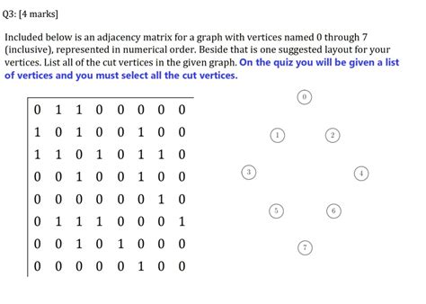 solved q3 [4 marks] included below is an adjacency matrix for a graph