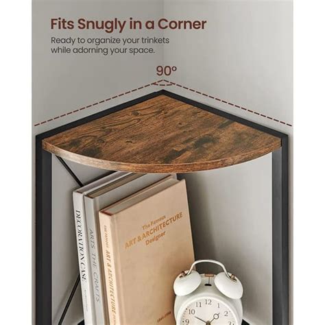 5 Tier Corner Shelf Engineered Wood Rustic Brown And Black