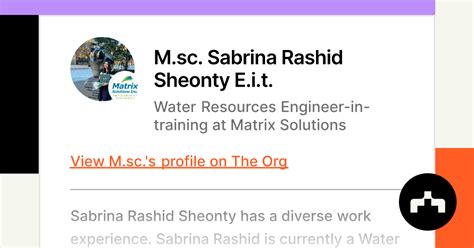 M Sc Sabrina Rashid Sheonty E I T Water Resources Engineer In