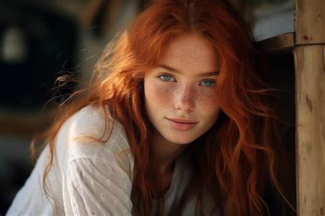 Premium Photo Young Pretty Redhead Woman At Outdoors
