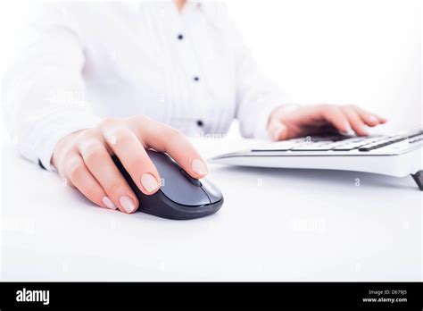 Hands On The Keyboard And On The Mouse Stock Photo Alamy
