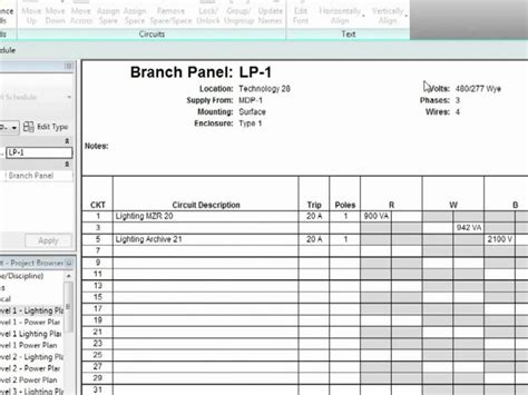 Sample Residential Electrical Panel Schedule Template