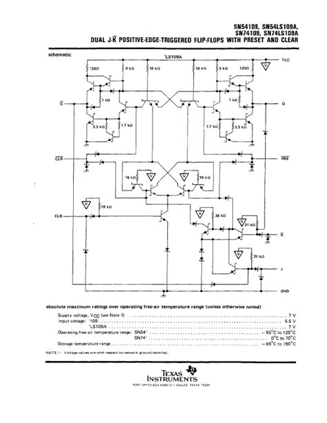 74ls109a Datasheet 74ls109a Etctipdf Dual J K Positive Edge