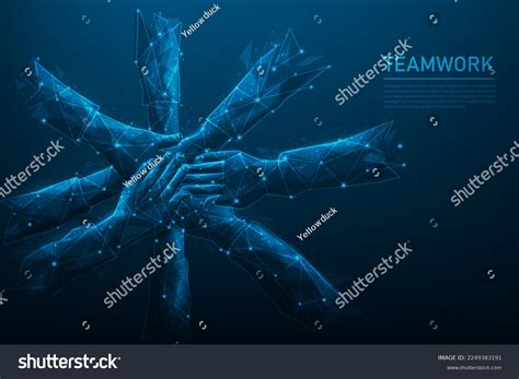 Holding Hand Teamwork Technology On Blue Stock Vector Royalty Free 2249383191 Shutterstock