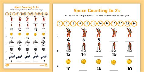 👉 Space Counting In 2s Worksheet Twinkl Ks1 Twinkl