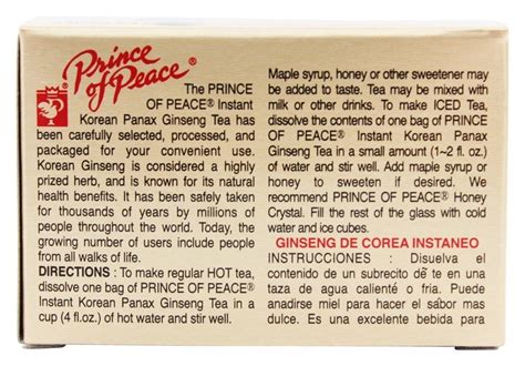 Korean Ginseng Instant Tea Prince Of Peace 10 Bolsa Yaxa Colombia