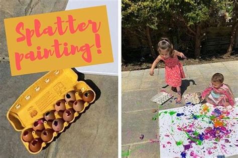 How To Splatter Paint With Eggs Egg Shell Art Paint Splatter Painting