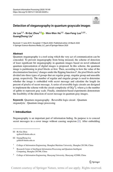 Detection Of Steganography In Quantum Grayscale Images Request PDF