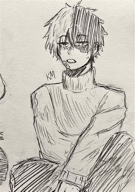 Todoroki In 2025 Easy Drawings Sketches Cartoon Art Styles Art Tutorials Drawing