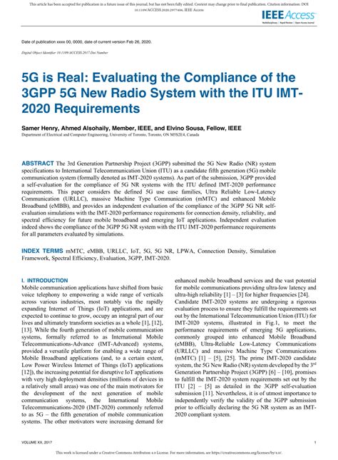 Pdf 5g Is Real Evaluating The Compliance Of The 3gpp 5g New Radio System With The Itu Imt