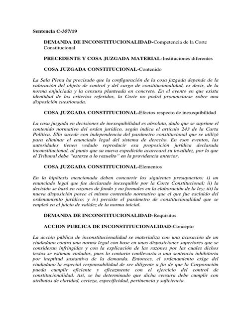 Corte Constitucional Sentencia C 357 19 Pdf Debido Al Proceso