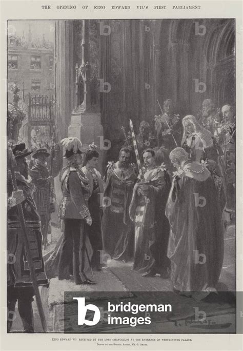 Image Of The Opening Of King Edward VII S First Parliament Litho By