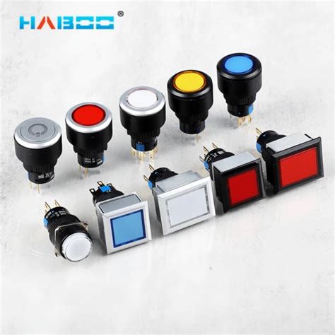 22mm Plastic Light Switch 5a Momentary Red And Black Push Button Led
