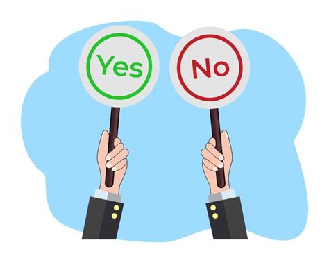 premium vector man hand hold signboard yes and no symbol for decision