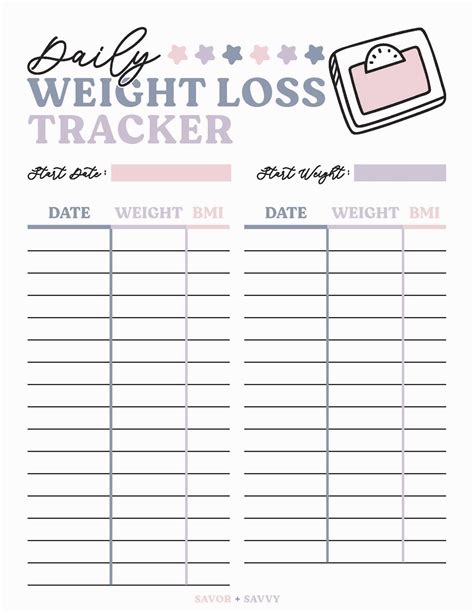 Free Printable Weight Tracker Chart Free Printables
