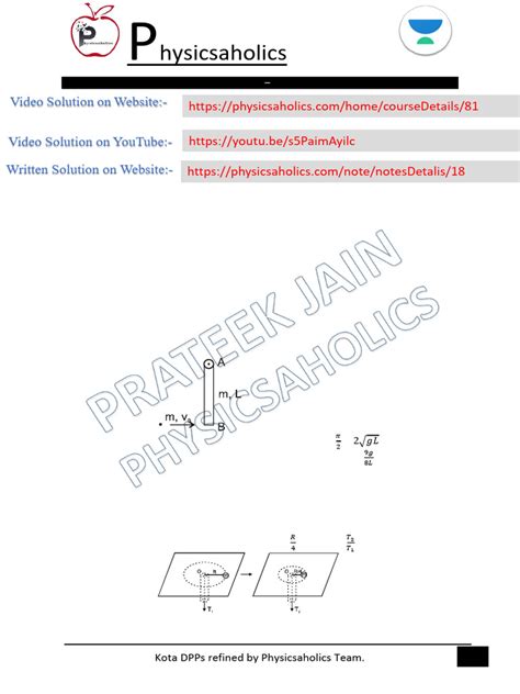 Dpp 5 Jee Main And Adv Rotation Conservation Of Angular Momentum Angular Impulse Pdf