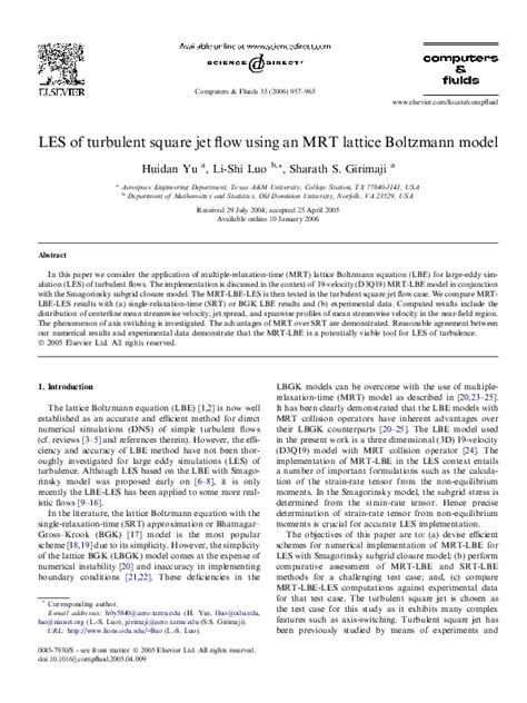 Pdf Les Of Turbulent Square Jet Flow Using An Mrt Lattice Boltzmann Model