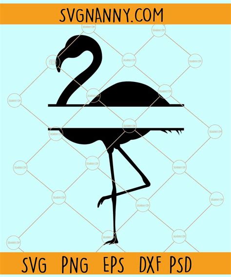 Split Flamingo Monogram Svg Cute Flamingo Svg Flamingo Monogram Svg