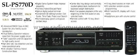 Compact Disc Player SL PS D R Player Technics Brand Radiomuseum Org