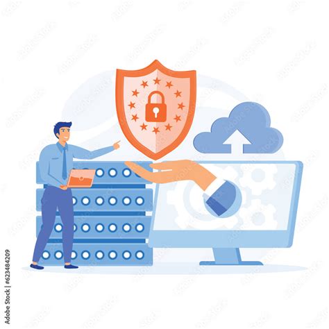 Database Security Hacker Attack Concept Hackers Stealing Personal Data Flat Vector Modern