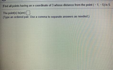 solved find all points having an x coordinate of 3 whose