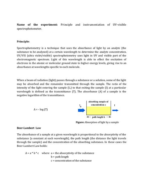 Principle And Instrumentation Of Uv Visible Spectrophotometer Docx