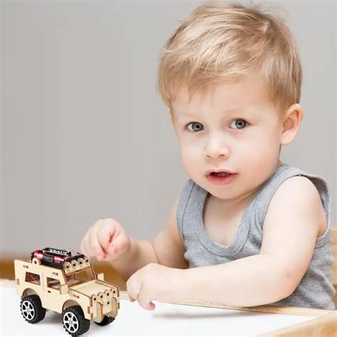 Diy Электрический джип модель наборы деревянные дети студенческий научный эксперимент автомобиль