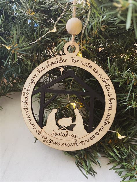 Nativity Scene Ornament Wooden Laser Cut Engraved Etsy