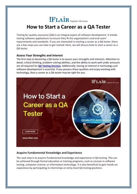 Ppt How To Start A Career As A Qa Tester Powerpoint Presentation