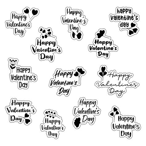 Set Of Happy Valentines Day Typography For Greeting Cards Ts