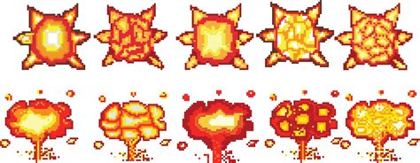 Printexplosion Pixel Art Video Game Explosion Animation Flame Pixel