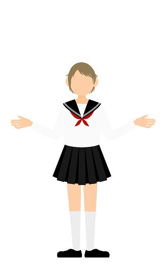하얀 학교 선원 유니폼을 입은 소녀 팔을 뻗은 몸짓 가린 얼굴에 대한 스톡 벡터 아트 및 기타 이미지 가린 얼굴 공부