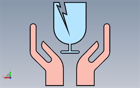“易碎玻璃”或“小心处理”易碎物品的图标 Solidworks 2021 模型图纸下载 懒石网