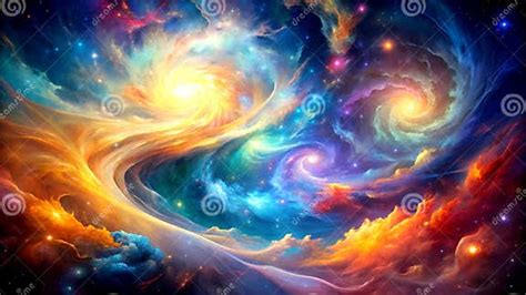 Cosmic Dance A Vivid Tapestry Of Intertwined Galaxies And Nebulas