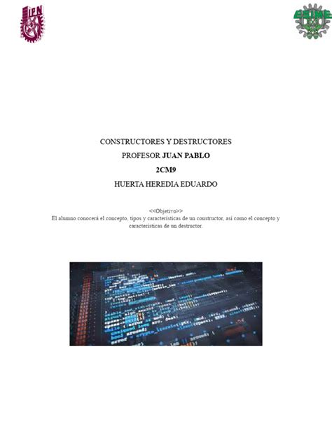 Constructores Y Destructores Pdf Constructor Programación