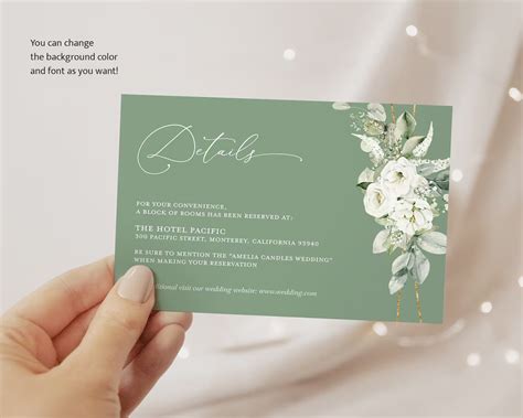 Sage Green Wedding Invitation Template Canva Gold And White Floral