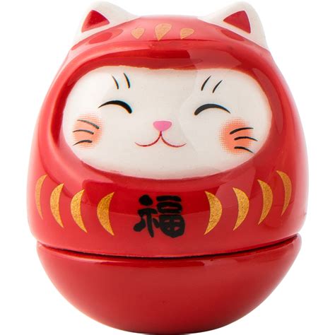 日本药师窑招财猫不倒翁陶瓷小摆件桌面创意可爱生日考试礼物进口 虎窝淘
