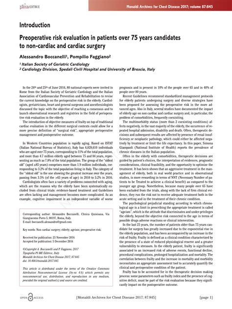 Pdf Preoperative Risk Evaluation In Patients Over 75 Years Candidates