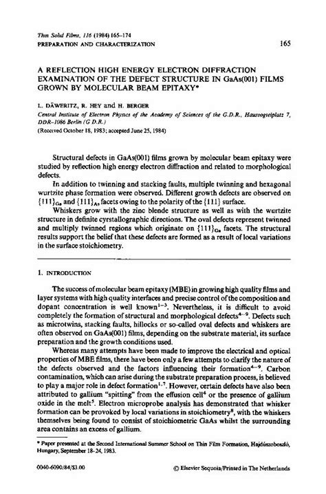 Pdf A Reflection High Energy Electron Diffraction Examination Of The