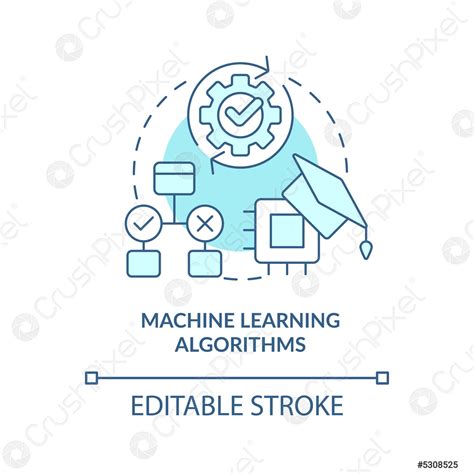 Machine Learning Algorithms Turquoise Concept Icon Stock Vector