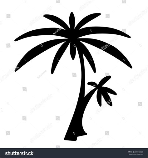 Coconut Palm Tree Black Silhouette Isolated เวกเตอร์สต็อก ปลอดค่า